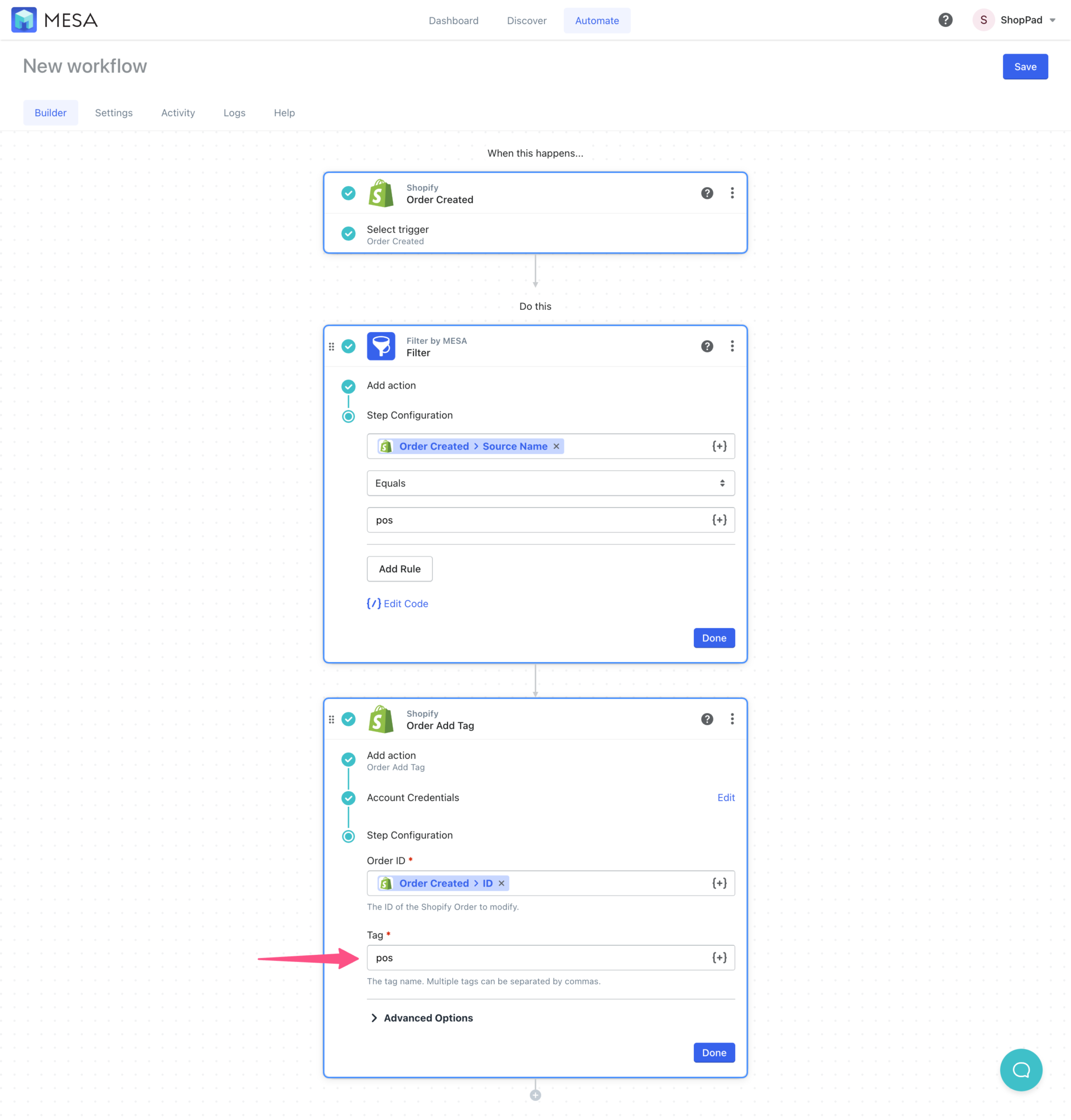 How to auto tag Shopify orders from Retail POS - MESA