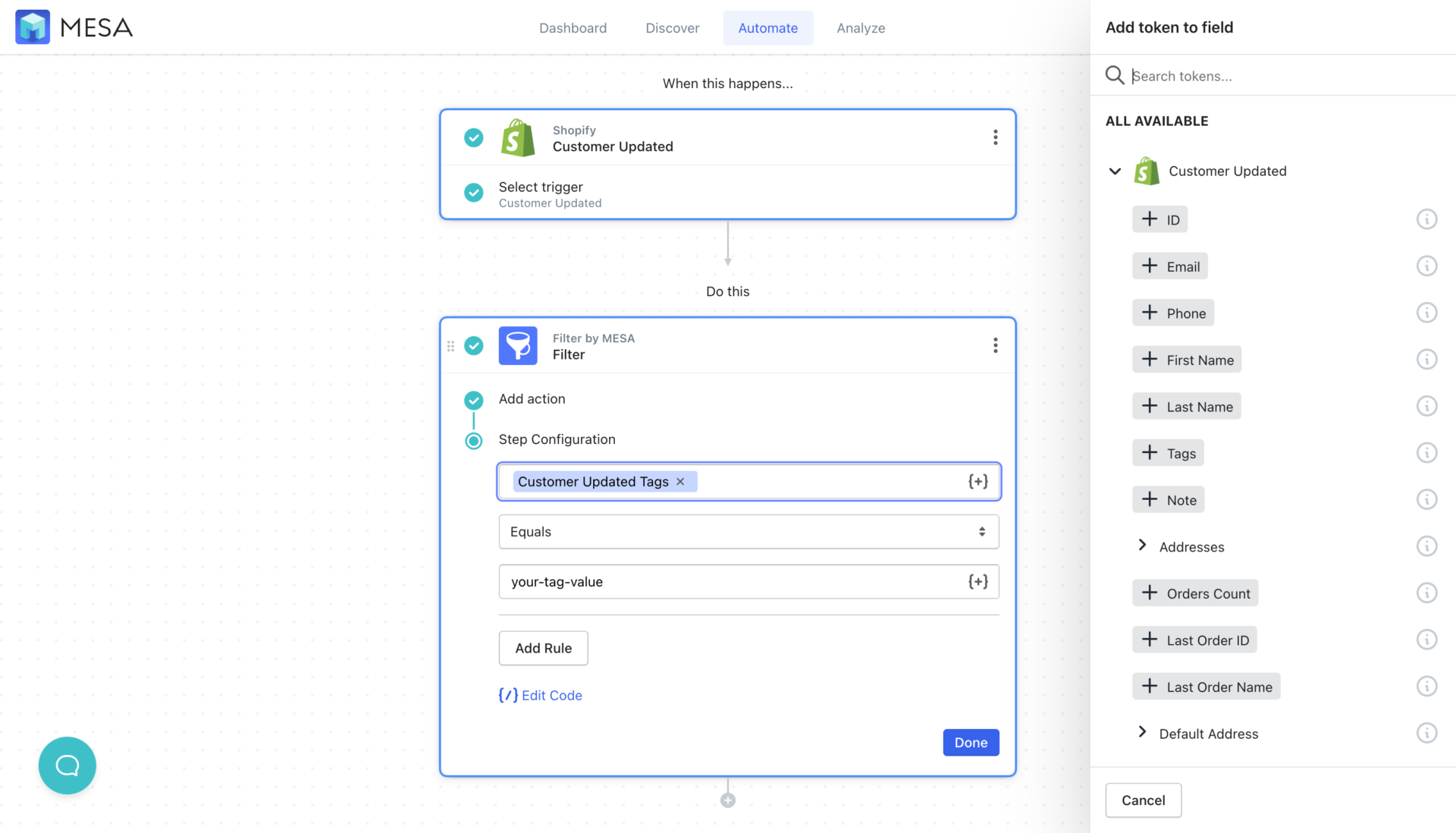 How To Start Workflows from Customer Updates in Shopify - MESA