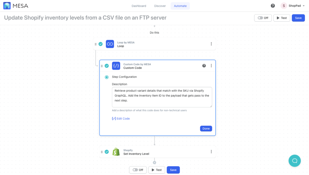 How To Connect FTP Inventory Feed To Update Shopify Products - MESA