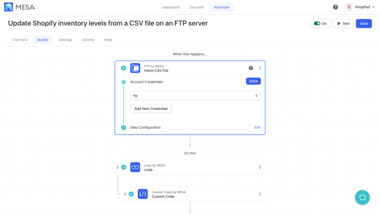 How To Connect FTP Inventory Feed To Update Shopify Products - MESA
