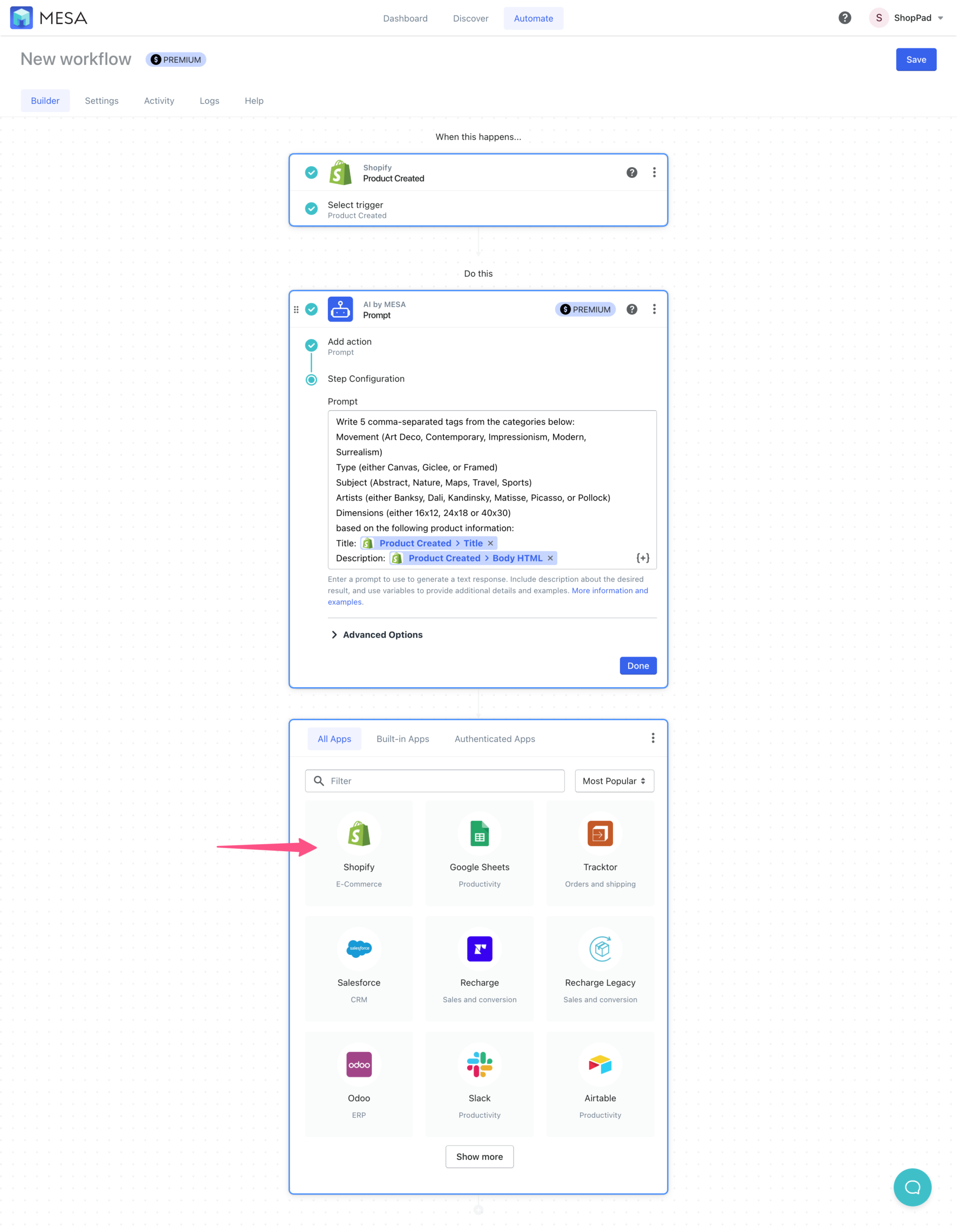 How To Determine Shopify Product Tags with AI - MESA