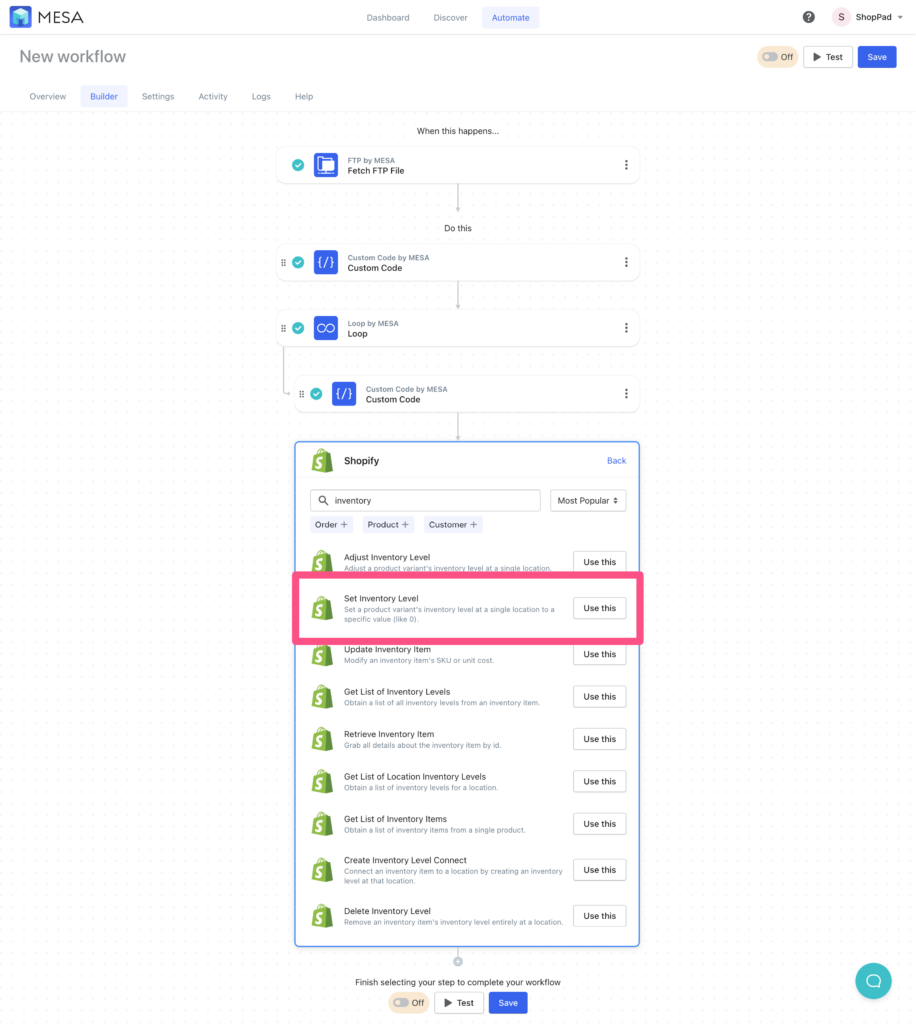 How To Connect FTP Inventory Feed To Update Shopify Products - MESA